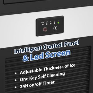 Commercial Ice Maker Machine, 70 LBS/24H Under Counter Large Ice Machine w/ 10 LBS Capacity Ice Storage Bin, 2 Water Inlet Modes, Freestanding and Built in Ice Maker for Bar/Home/Office/Shop, White