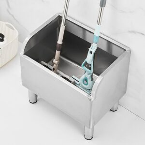 commercial floor mop sink stainless steel mop service basin, indoor/outdoor freestanding sink laundry room slop sink utility tub mop bucket