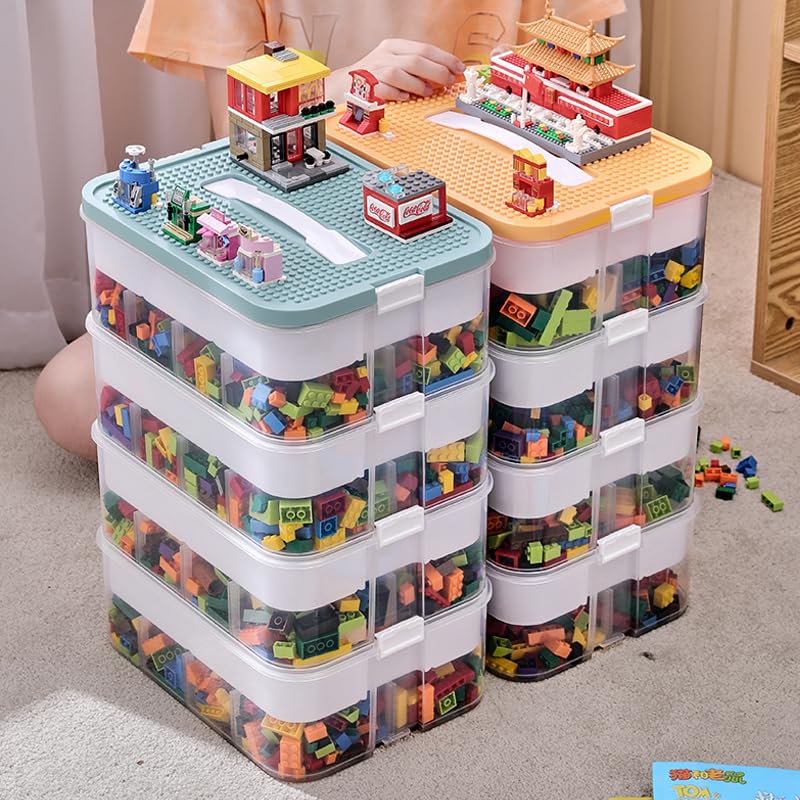 Toys Organizer Storage Case Plastic Storage Container Box for Lego Stackable Building Block Playroom Organization Bin for Lego, Board Games, Craft Supplies