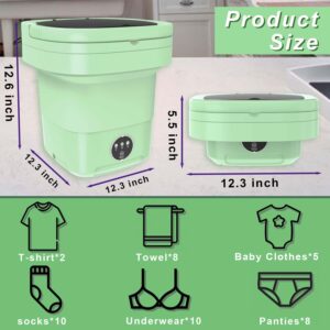 MINI Washing Machine, 11L Portable Foldable Washer with Dryer for Baby Clothes, Small Washing Machine with Laundry Basket for Underwears, Baby Clothes, Socks, Pet Garments, Small Items, Green