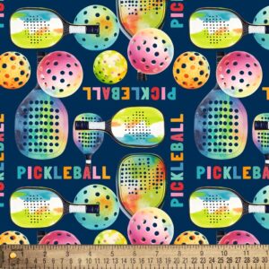 sports pickleball digital cotton fabric by the yard