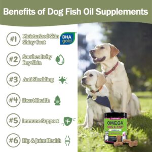 Omega 3 Fish Oil for Dogs - Dog Skin and Coat Supplement with EPA & DHA Fatty Acids for Dog Itch & Allergy Relief, Reduce Shedding, Shiny Coats, Joint Health, Omega 3 for Dogs Supplement - 180 Counts