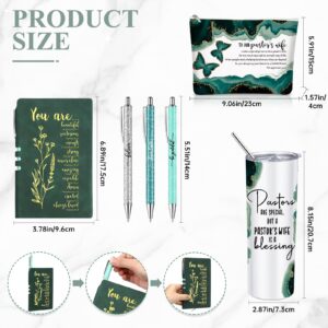 Watersay 6 Pcs Pastor's Wife Appreciation Gifts 20oz Marble Tumbler Makeup Bag A6 Journal Ballpoint Pens Christmas Inspirational Christian Gifts for Pastor and Pastor's Wife Women Godmother(Green)