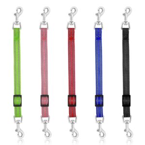 cobee 5 pcs safety dog collar clips, reflective prong collar backup clips double ended short dog clasp leash metal dog tag clip adjustable dog collar harness connector for dogs puppies, 9.8"-12.6"