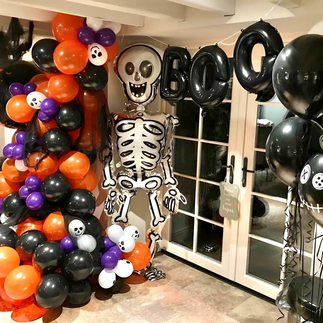 Black and Orange Balloons, 50pcs 12 Inch Halloween Balloons Set Black Purple Orange Halloween Balloons for Halloween Party Decoration Outdoor Home, Yard Backdrop Birthday Party Decoratio