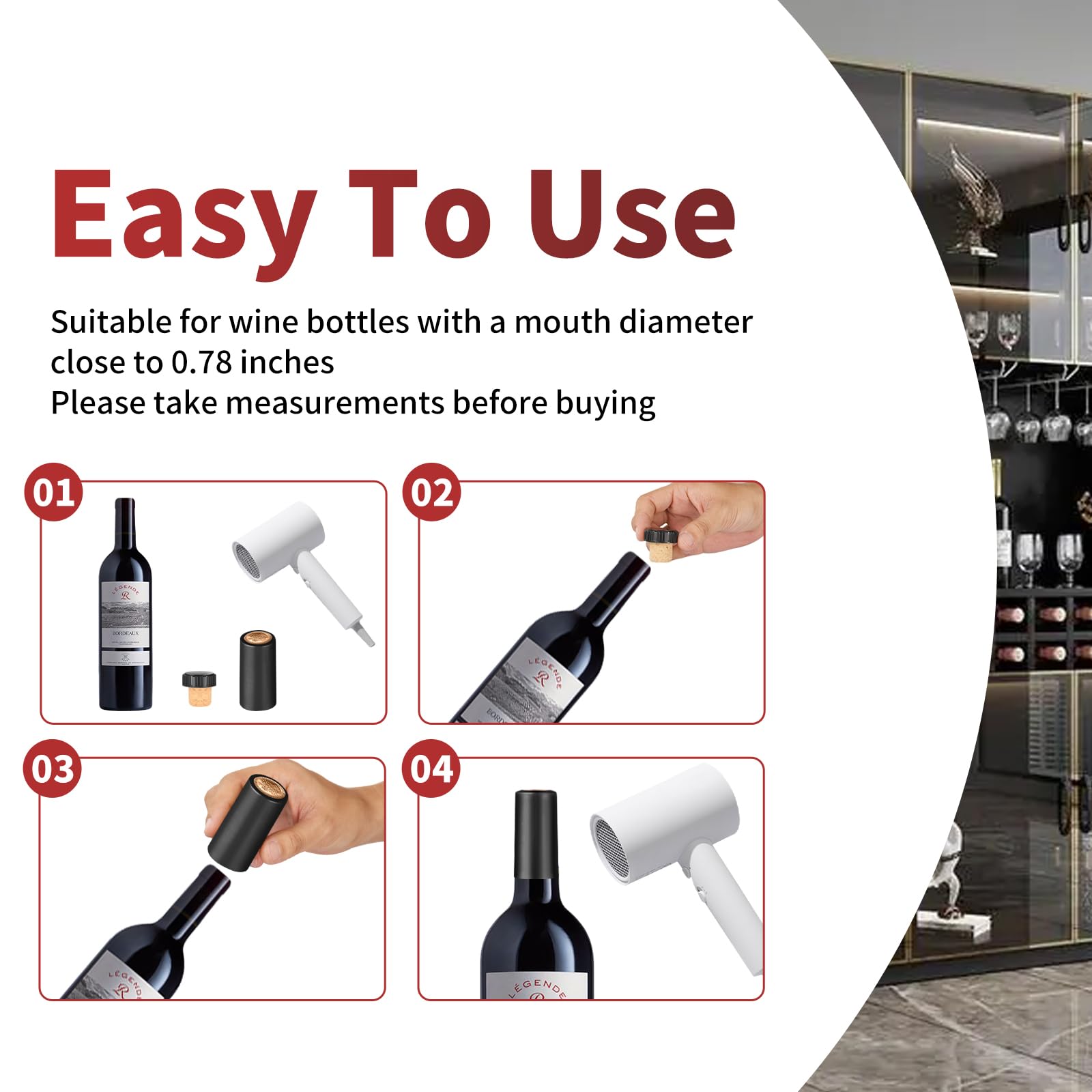 60pcs Wine Sealer for Wine Bottles, Include 30pcs Wine Bottle Cork Stoppers and 30pcs PVC Heat Shrink Capsules, Wine Bottle Tops Seals Corks, Perfect for Home Use and Cruises