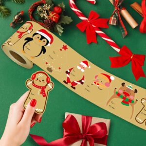 YUUIKLLE 300PCS Christmas Stickers 2x3 Inch Christmas Santa Claus Snowman Stickers 6 Designs of Self Adhesive Labels Kraft Paper Stickers,for Wrapping Birthday Envelopes Wedding Holiday Decor