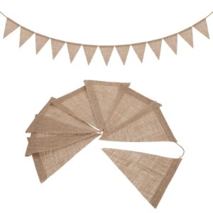 13 pcs burlap banners to decorate blank 5.31"x6.69" burlap pennant banner, diy customizable burlap banner faux burlap for birthday, graduation and wedding