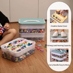 Toys Organizer Storage Case Plastic Storage Container Box for Lego Stackable Building Block Playroom Organization Bin for Lego, Board Games, Craft Supplies