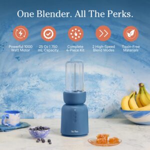 Our Place Splendor Blender - 1000W High-Power | Ultra-Sharp Blades | 2 Blending Modes | Includes 25 oz Personal Cup and Drinking Lid Set | Smoothies, Shakes & More | Blue Salt