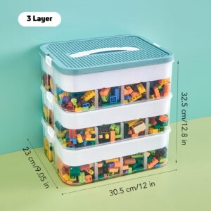 Toys Organizer Storage Case Plastic Storage Container Box for Lego Stackable Building Block Playroom Organization Bin for Lego, Board Games, Craft Supplies