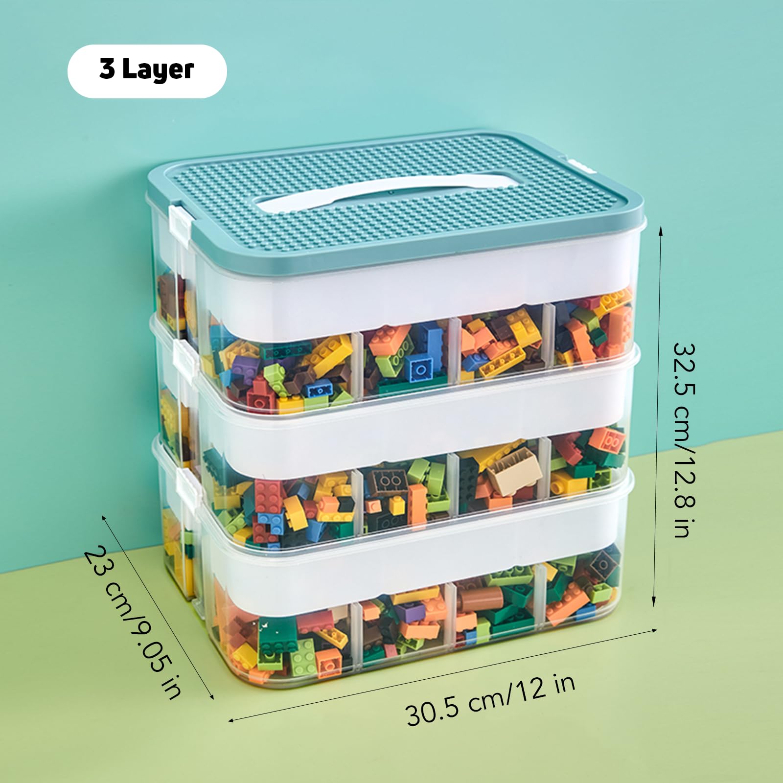 Toys Organizer Storage Case Plastic Storage Container Box for Lego Stackable Building Block Playroom Organization Bin for Lego, Board Games, Craft Supplies