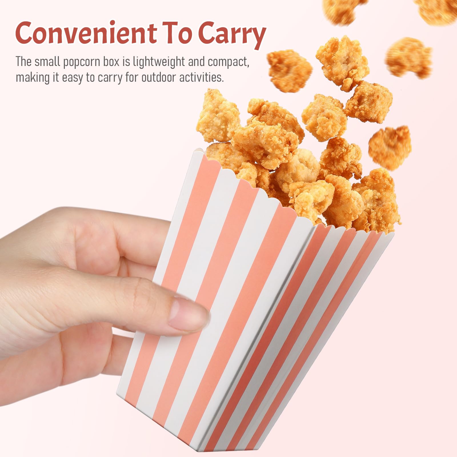 48 Pcs Popcorn Cups Paper Pink Popcorn Boxes French Fry Cups Snack Holders Paper Treat Bags for Birthday Party