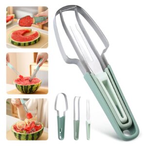 singyeiec 3-in-1 watermelon cutter slicer tool, stainless steel watermelon slicer, creative kitchen watermelon fork slicer cutter, watermelon popsicle mould, melon cutter, portable fruit fork