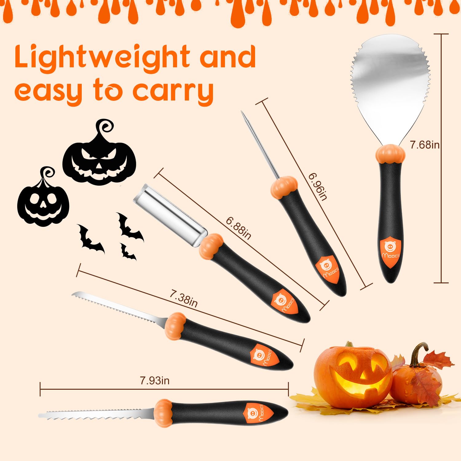 Halloween Pumpkin Carving Tools Kit: 15PCS Professional Heavy Duty Carving Set Stainless Steel Double-Side Sculpting Tool Carver Knife for Jack-O-Lantern DIY Decoration Cutting Sculpting with Handbag