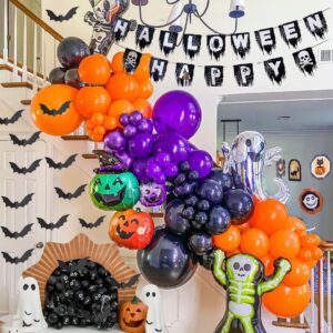 Black and Orange Balloons, 50pcs 12 Inch Halloween Balloons Set Black Purple Orange Halloween Balloons for Halloween Party Decoration Outdoor Home, Yard Backdrop Birthday Party Decoratio