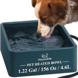 extra large heated water bowl for outdoor dog & cat, outside heated dog bowl provides drinkable water in winter, heated pet bowl no freeze waterer dish for rabbit, chicken, duck, squirrel