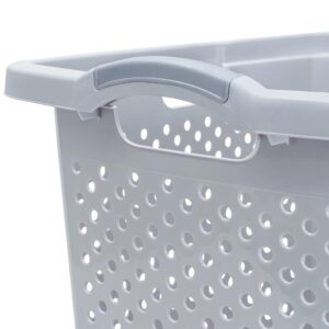 YLMZA Plastic Laundry Basket 2.5 Bushel, Soft Silver Can Laundry Hamper Baskets for Organizing Laundry Basket Laundry Organizer