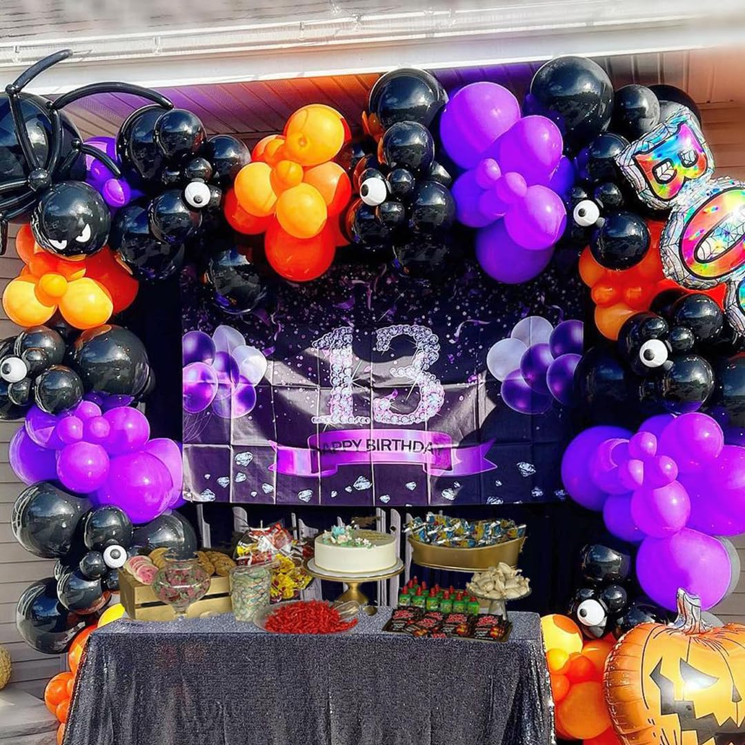 Black and Orange Balloons, 50pcs 12 Inch Halloween Balloons Set Black Purple Orange Halloween Balloons for Halloween Party Decoration Outdoor Home, Yard Backdrop Birthday Party Decoratio