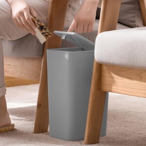 Kitchen Trash Can Bathroom Trash Can with Lid, Garbage Bin Small Garbage Can with Press Lid, Garbage Cans for Kitchen Plastic Wastebasket with Popup Lid Dustbin for Home, Office