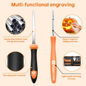 Halloween Pumpkin Carving Tools Kit: 15PCS Professional Heavy Duty Carving Set Stainless Steel Double-Side Sculpting Tool Carver Knife for Jack-O-Lantern DIY Decoration Cutting Sculpting with Handbag