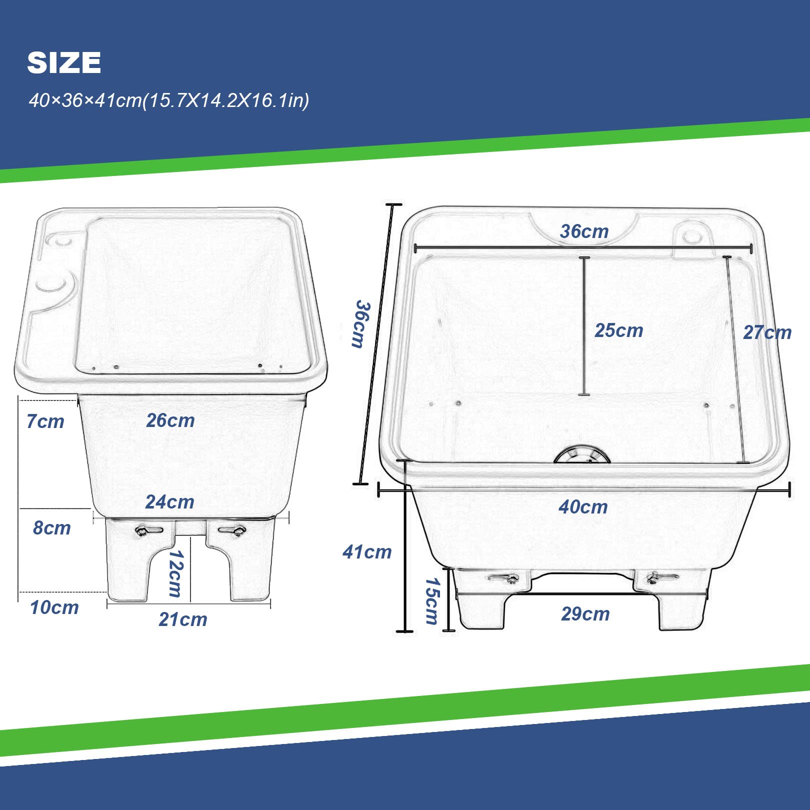 Commercial Floor-Standing Mop Sink, Home Bathroom Balcony Mop Service Basin, Multipurpose Utility Sink Laundry Tub for Courtyards, Outdoor