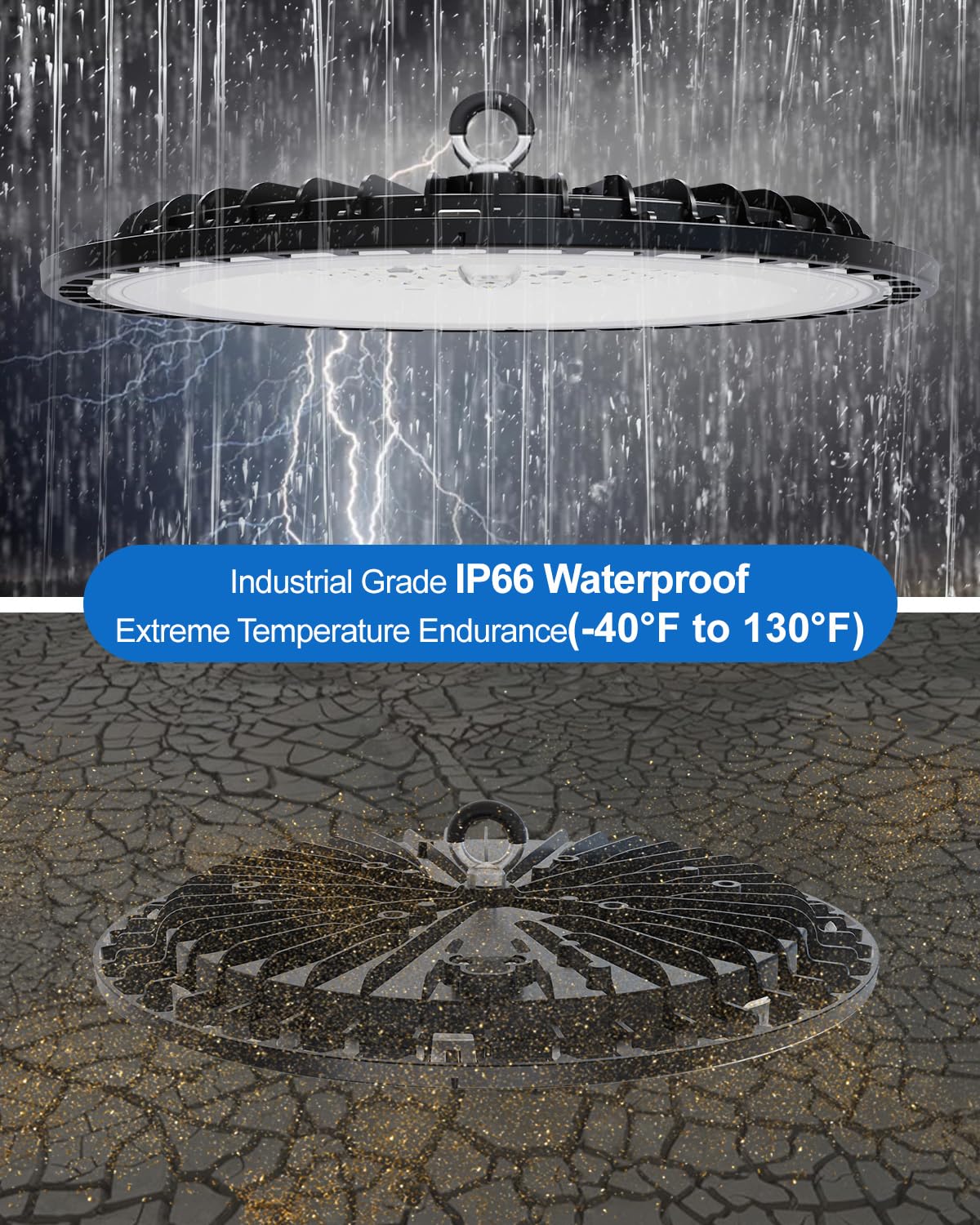 SHLUCE 2 Pack, 200W UFO LED High Bay Light, 6500K Daylight, High Bay LED Shop Lights for Workshop, Warehouse, Garage, 28000 LM, with US 5ft Cable Plug & Play, IP66 Waterproof Lighting Fixture