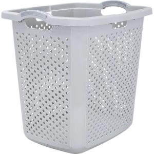 ylmza plastic laundry basket 2.5 bushel, soft silver can laundry hamper baskets for organizing laundry basket laundry organizer