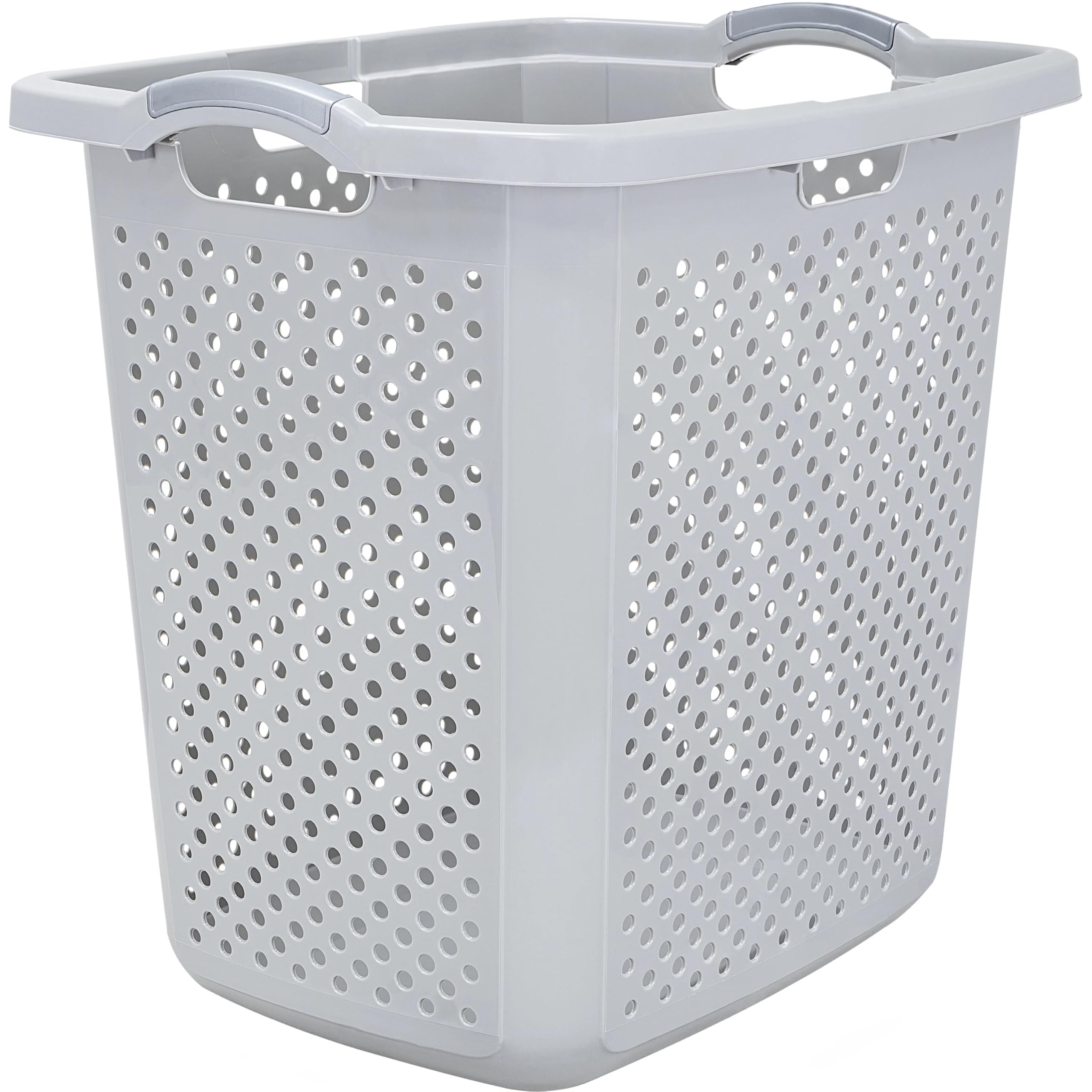 YLMZA Plastic Laundry Basket 2.5 Bushel, Soft Silver Can Laundry Hamper Baskets for Organizing Laundry Basket Laundry Organizer