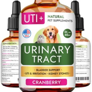 dog uti treatment & cat urinary tract infection treatment, natural herbal liquid uti medicine, organically grown cranberry extract, supports urinary and digestive health, 2 fl oz, made in usa