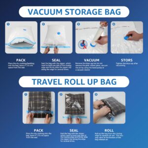 12 Jumbo Compression Storage Bags, Vacuum Seal Bags with Hand Pump for Blankets, Comforters, Bedding, Pillows and Clothes Storage