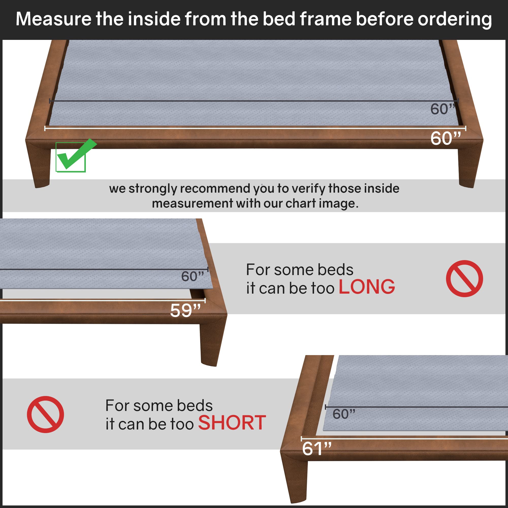 Greaton, 0.75-Inch Horizontal Wooden Bunkie Board/Bed Slats with Cover, Enhance Mattress Support, Queen, Grey