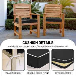 BayHomes Outdoor Chair Cushions for Patio Furniture,Waterproof Square Double Piping Chair Cushion,Patio Chair Cushions with Straps,Removable Cover with Zipper