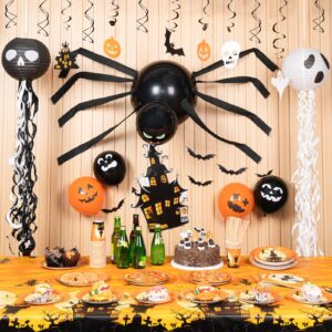 DECORLIFE Halloween Party Decorations - Halloween Decoration Indoor with Happy Halloween Banner, Halloween Swirls, Lanterns, Castle Bats Spiders Web Balloons - Halloween Decor for Home Classroom Car