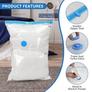 12 Jumbo Compression Storage Bags, Vacuum Seal Bags with Hand Pump for Blankets, Comforters, Bedding, Pillows and Clothes Storage