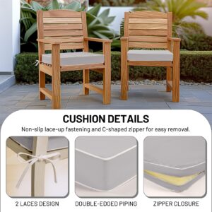 BayHomes Outdoor Chair Cushions for Patio Furniture,Waterproof Square Double Piping Chair Cushion,Patio Chair Cushions with Straps,Removable Cover with Zipper