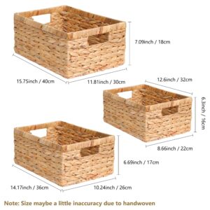 VILSSOVY Wicker Storage Basket, Hyacinth Storage Baskets for Organizing, Large Wicker Baskets for Storage, Woven Basket for Bedroom, Living Room(14.17"x10.24"x6.69")