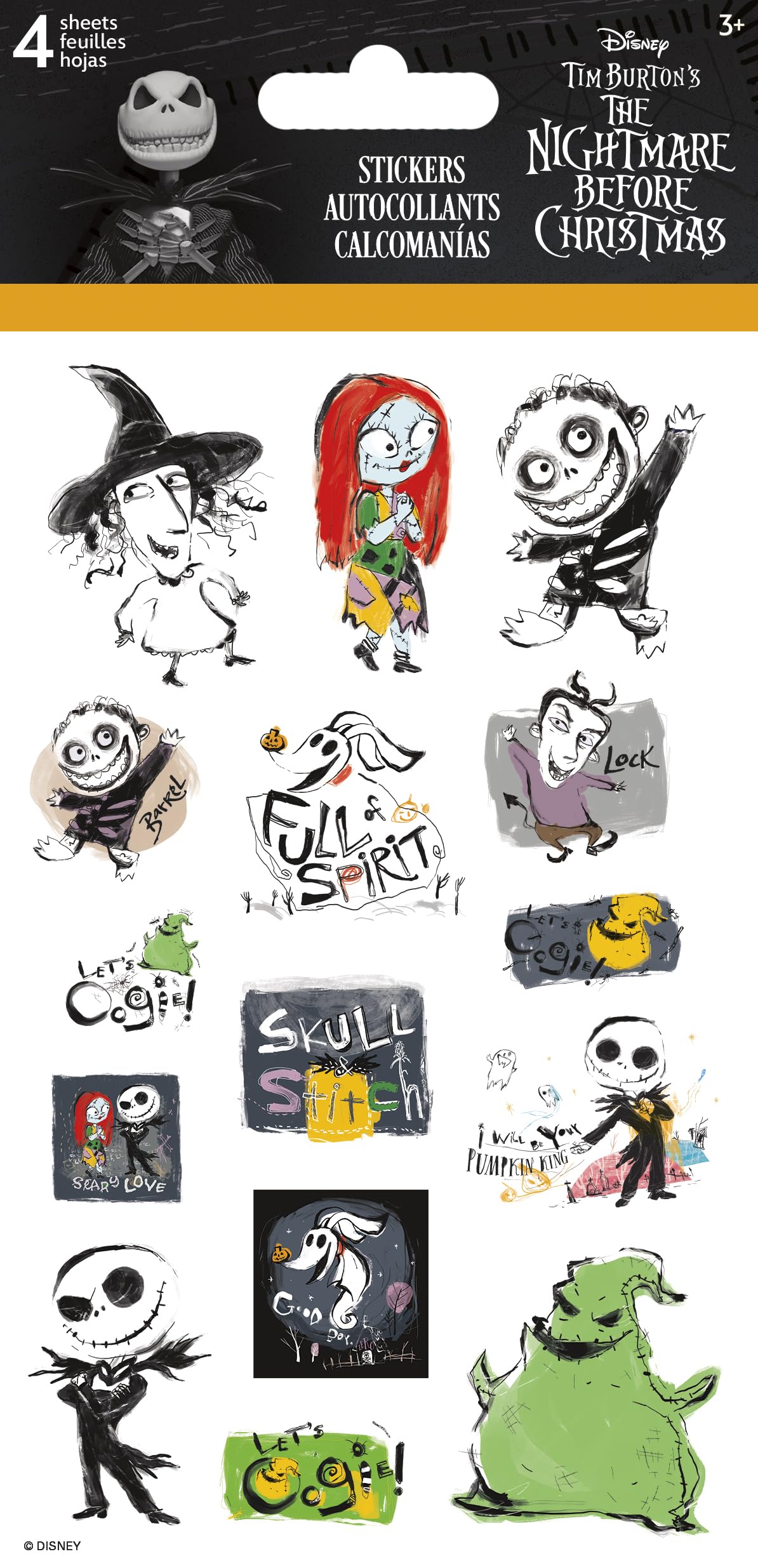 Disney -The Nightmare Before Christmas - Ink Winter Standard Stickers - 4 Sheet