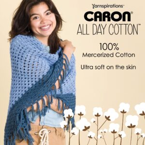 Caron All Day Cotton - 3 Pack of 173 Yards/3.52 oz Light Gray 100% Mercerized Cotton Yarn