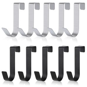 gjinxi 10pcs towel hook, over the door towel hooks, glass door hooks for bathroom, stainless steel robe rack hooks for frameless glass shower door