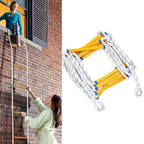 WDFYJ Fire Escape Ladder,Emergency Fire Escape Rope Ladder, Emergency Fire Escape Rope Ladder Outdoor Rescue Climbing Insulated Aerial Work(16F/5M)