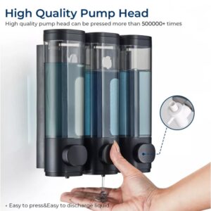 DUTHINGS - Shampoo and Conditioner Dispenser - Shower Dispenser 3 Chamber no Drill - Wall Soap Dispenser Bathroom