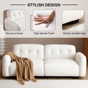 AZSJML Bubble Cloud Sofa Couch for Living Room, 81.4" Bouclé Comfy Deep Seat Sofa,Modern Tufted 3 Seater Couch with Wooden Legs,Sherpa Couch for Apartment Office,Teddy,Beige