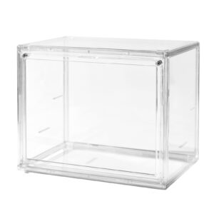 clear acrylic display case with magnetic attraction lid, dustproof book & cosmetic display cases, large figures collectibles showcase, shoe box, bag organizer