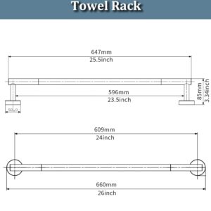 RARXTR 24 Inch Brushed Towel Bar Towel Rack for Bathroom Kitchen Hand Towel Holder Dish Cloths Hanger SUS304 Stainless Steel RUSTPROOF Wall Mount (Brushed Grey)