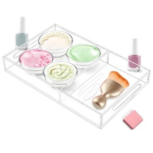 multipurpose acrylic tray set, 10x6.1x1.3inches pedicure tray, spa tray,foot care, foot spa, tray set includes 4 acrylic bowls, brush and small scraper spoon