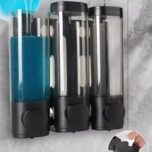 DUTHINGS - Shampoo and Conditioner Dispenser - Shower Dispenser 3 Chamber no Drill - Wall Soap Dispenser Bathroom