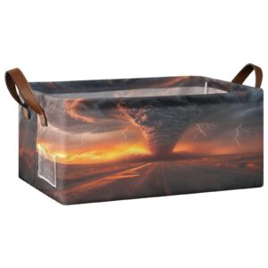 keepreal lightning tornado storage baskets,decorative collapsible rectangular waterproof fabric storage bin for home#455