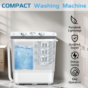 Portable Twin Tub 18lbs Washing Machine, Buy (washer) Get (Dry Rack+10 Hangers) Free! Mini Compact Laundry Lavadora Portatil, Twin Tub 11lbs Washer & 9lbs Spinner, Clothes Washing Machines