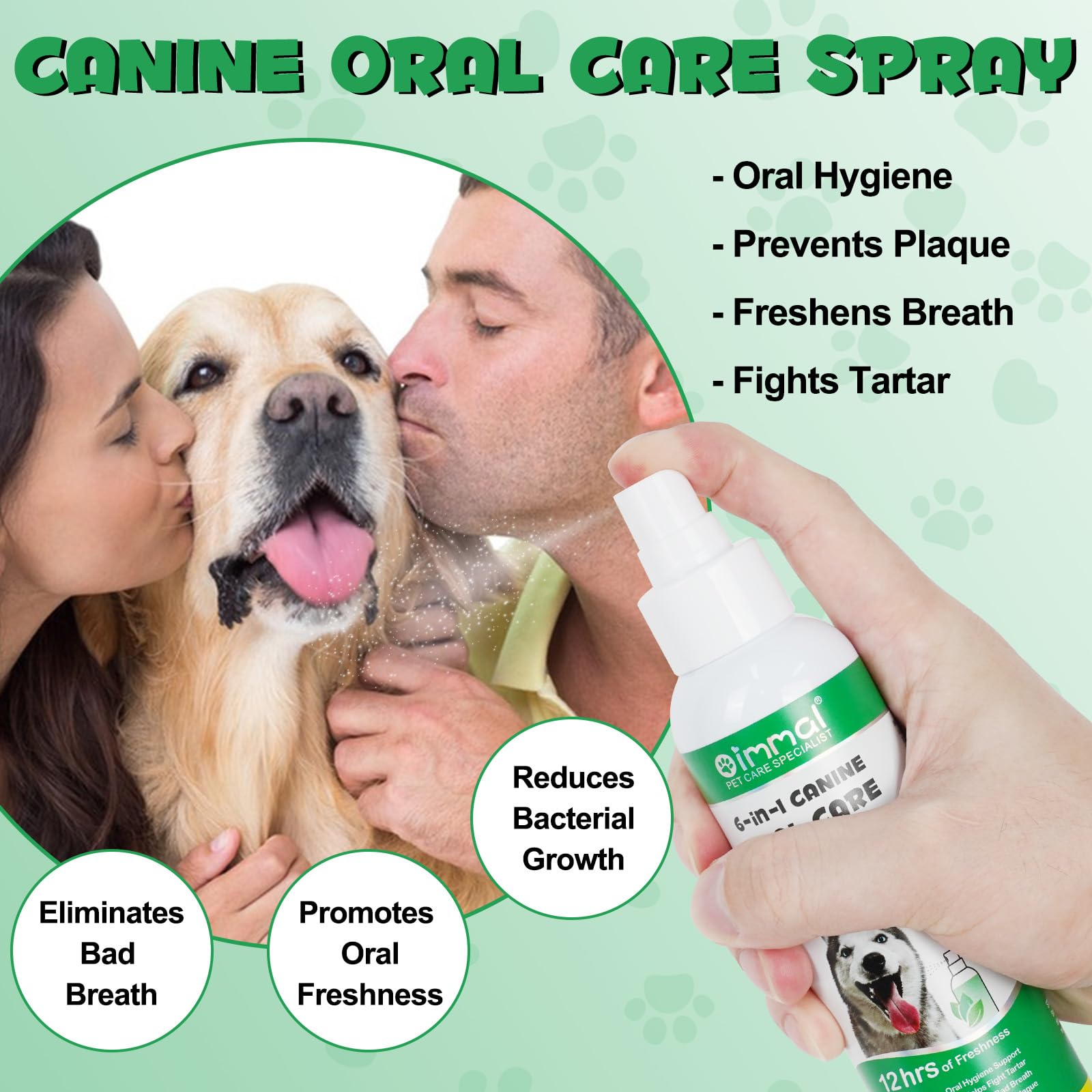 Oral Care Spray for Dogs, Pet Breath Dental Care Spray with Natural Ingredients, Dog Breath Freshener for Bad Breath, Plaque and Tartar, Pet Health Supplies Teeth Treatment Spray - 5.1 Fl Oz / 150ml